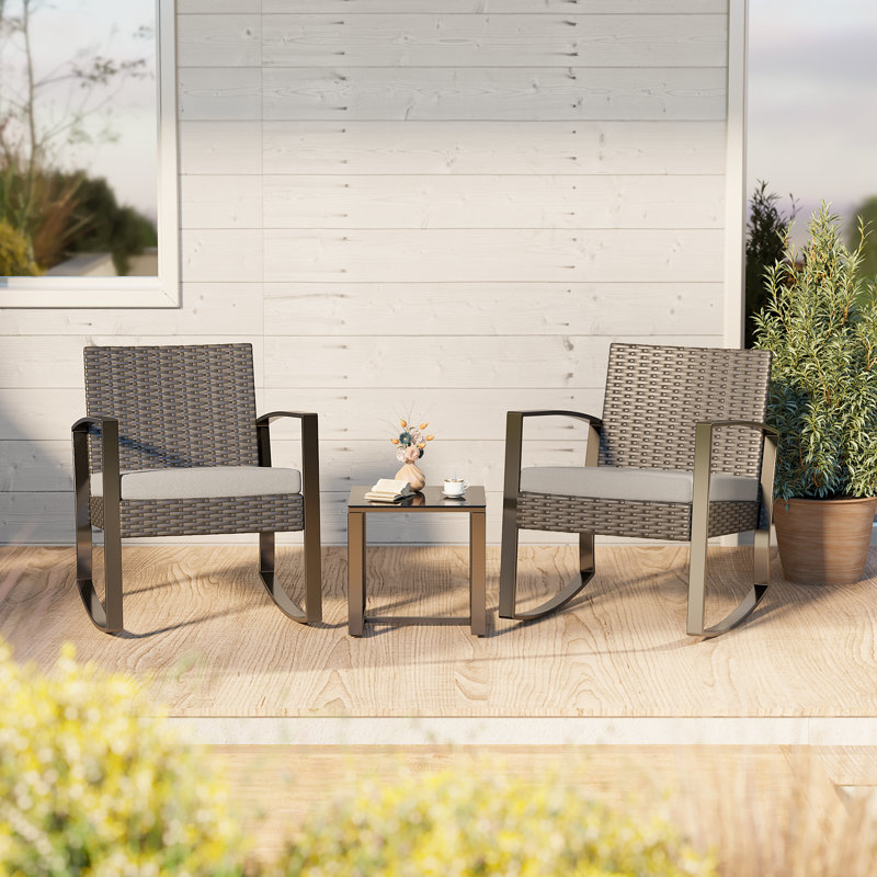 Ebern Designs Chemin 2 - Person Outdoor Seating Group with Cushions & Reviews | Wayfair